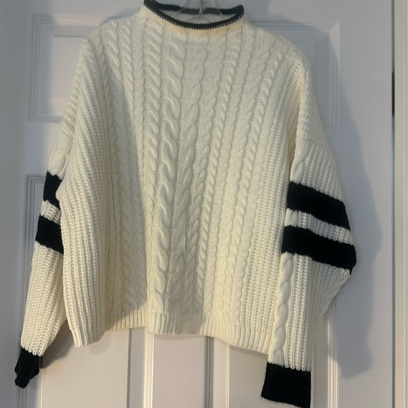 John + Jenn | Sweaters | John Jenn White And Black Ribbed Sweater ...